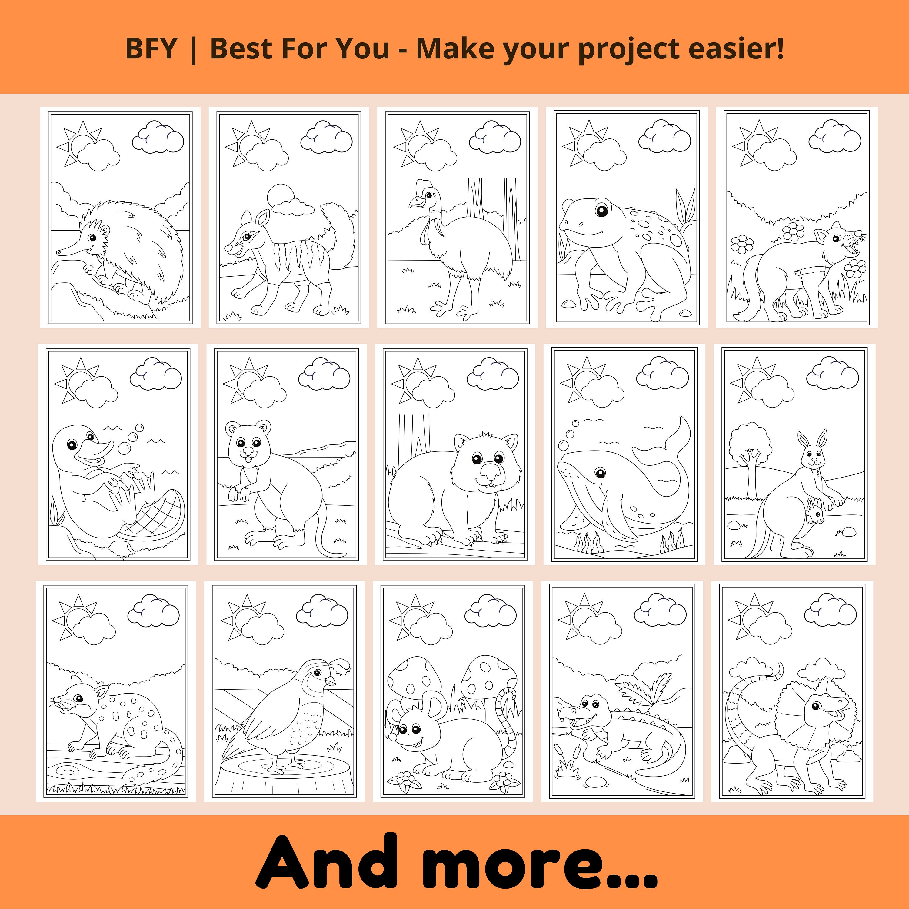 30 Animals I Coloring, Cute Animal Pages Printable Digital Coloring ...