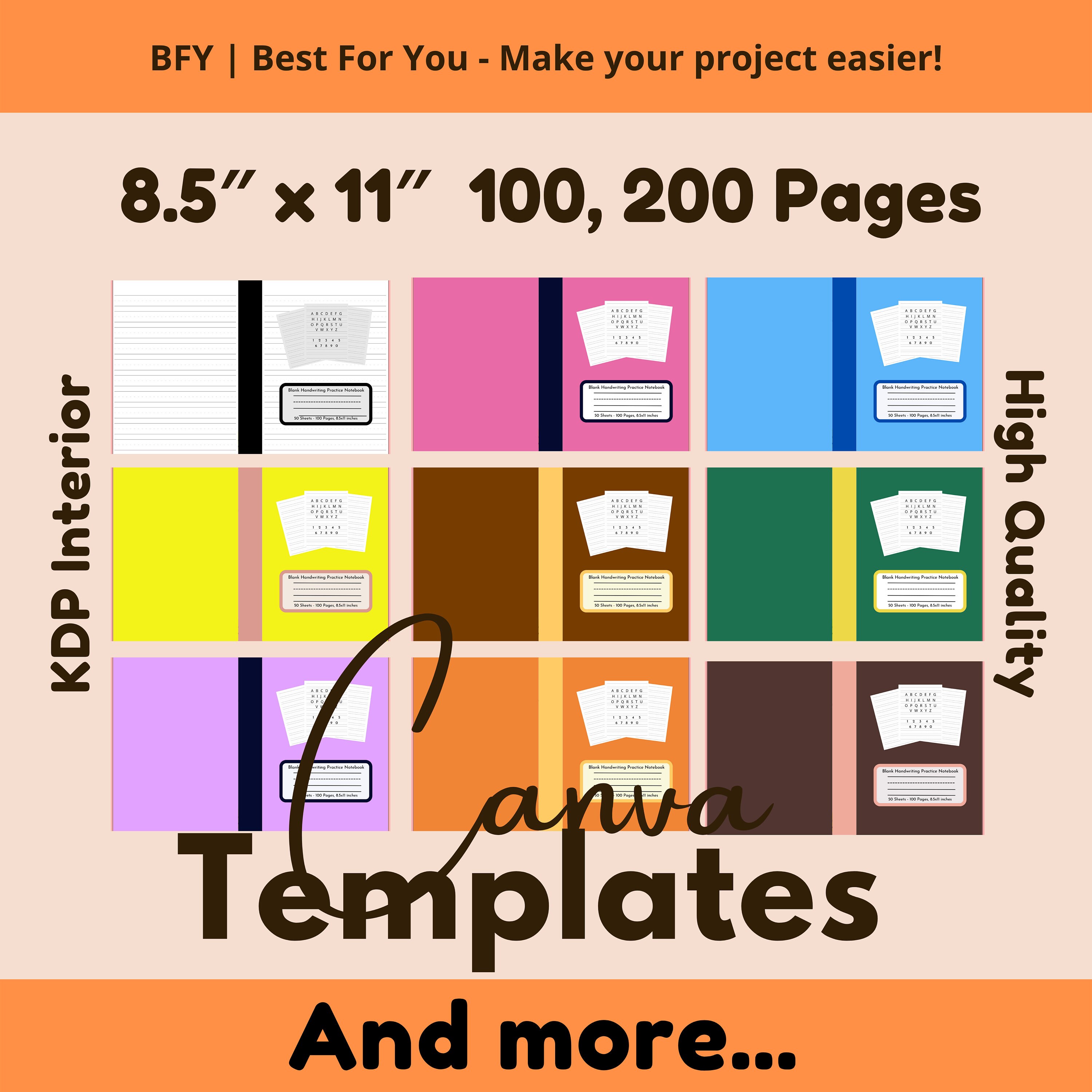 22 Handwriting Practice Book Cover Templates Printable KDP - Etsy