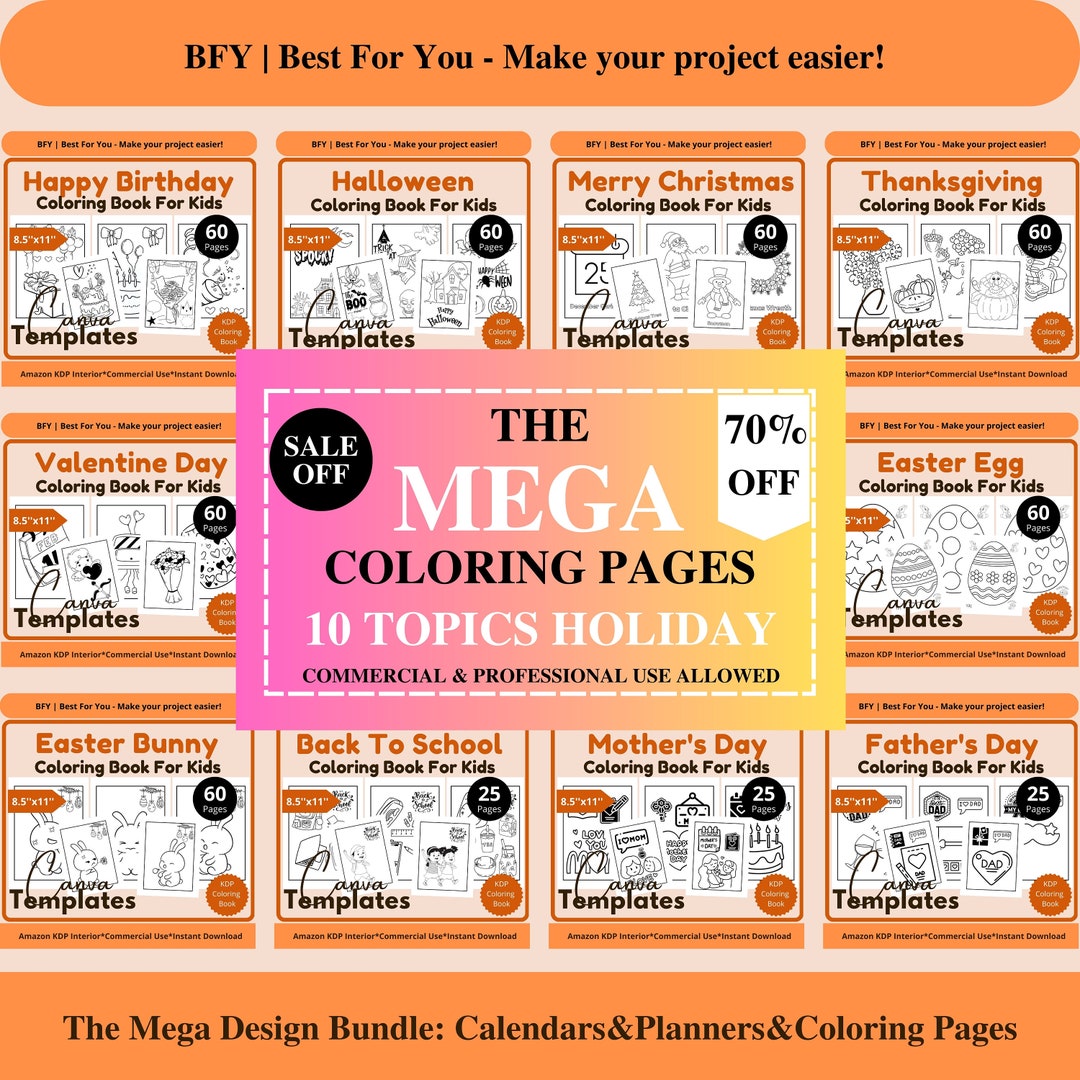 The Mega Design Bundle Coloring Pages Coloring Book 8.5''x11'' 10 ...