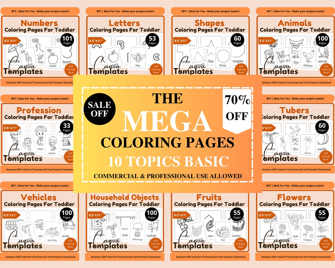 The Mega Design Bundle Coloring Pages Printable KDP Coloring - Etsy