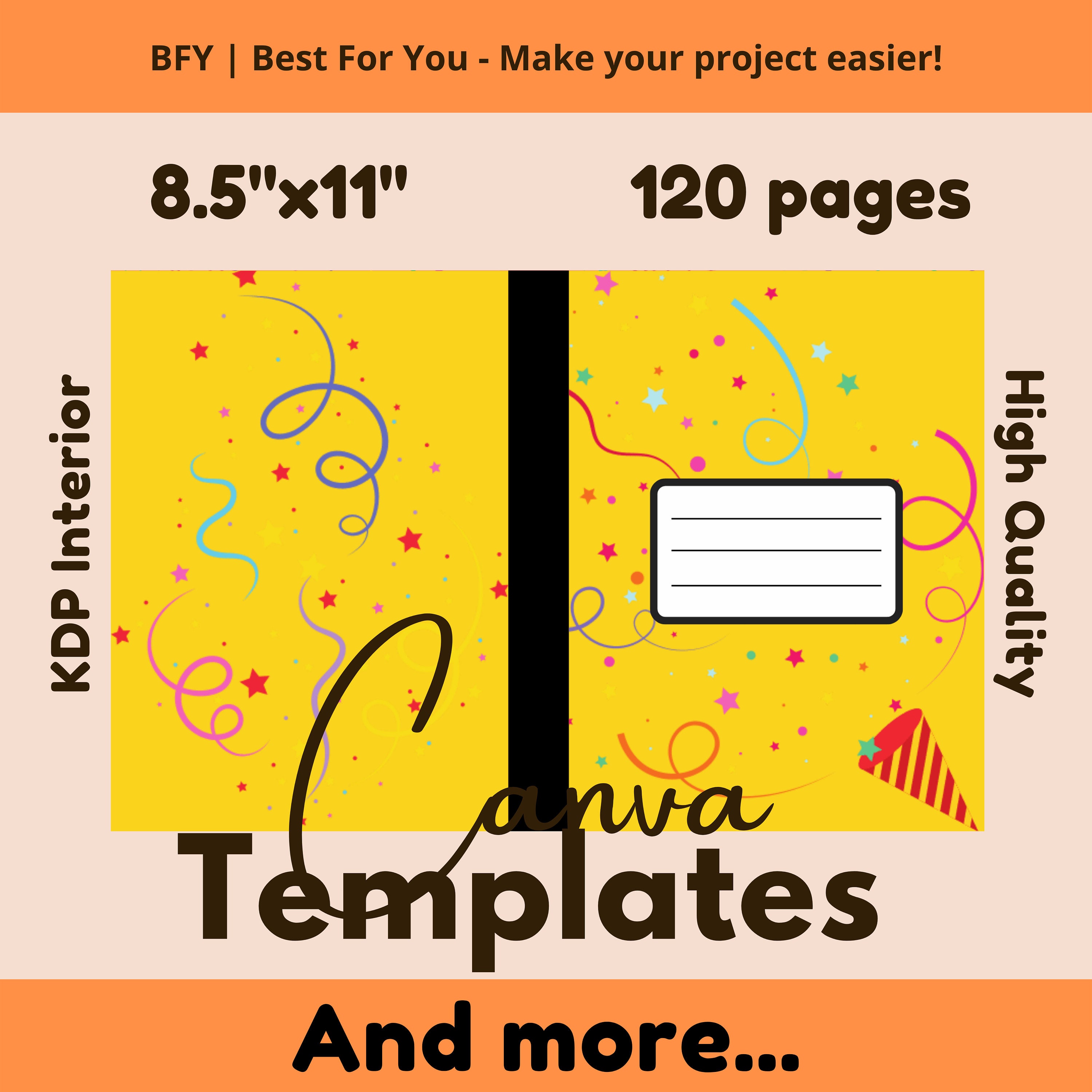 20 Party Book Cover Templates Printable KDP Composition Notebook Cover ...