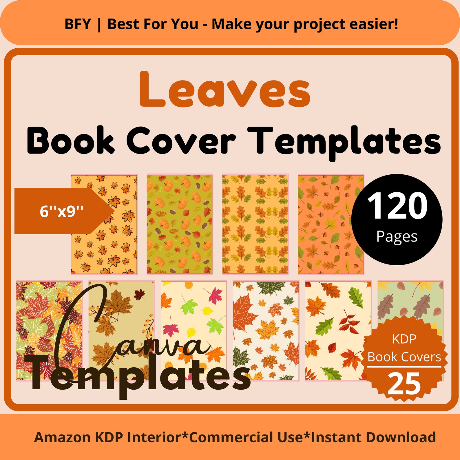 25 Leaves Book Cover Templates KDP High Quality Book Cover - Etsy