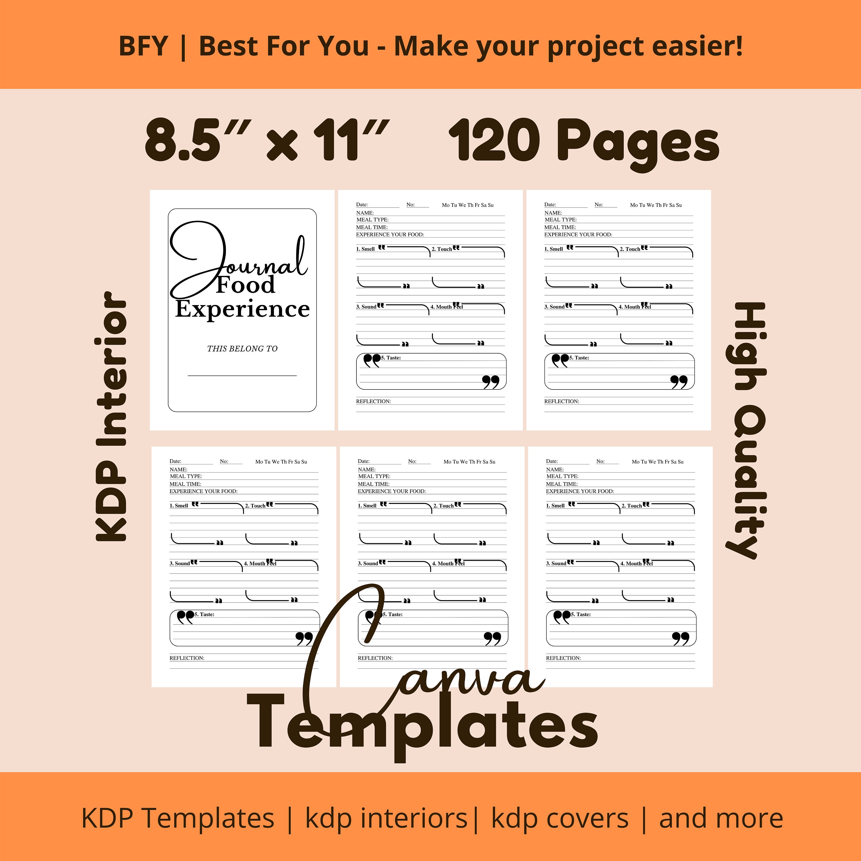 2 Food Experience Journal Amazon KDP Interior Template 6''x9'' 8.5x11 ...