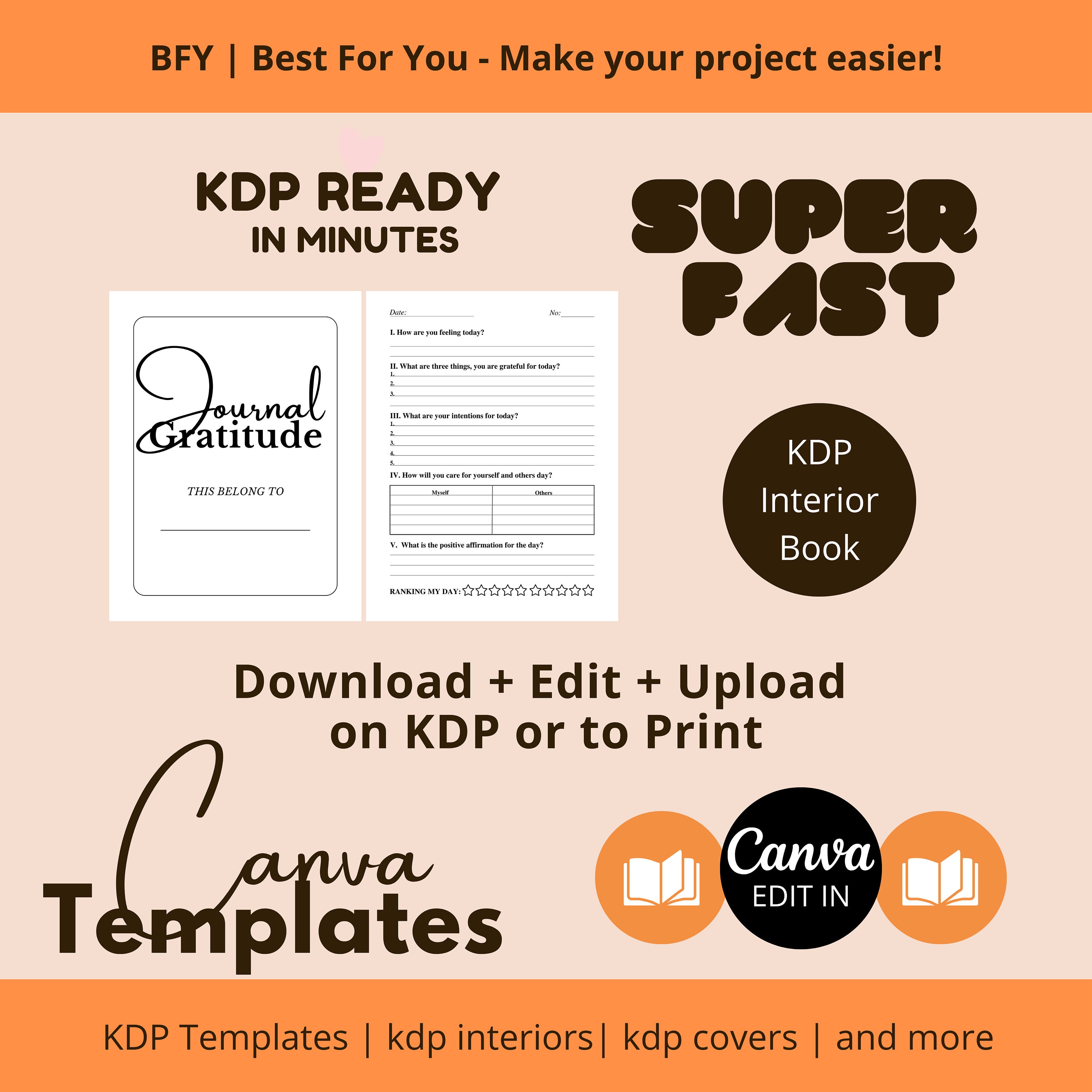 2 Printable Daily Gratitude Journal Amazon KDP Interior - Etsy
