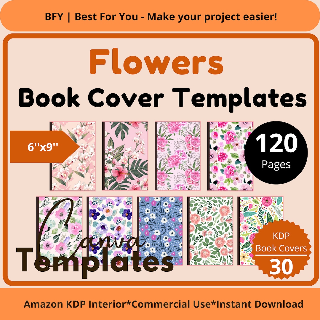 30 Flowers Book Cover Templates KDP High Quality Book Cover Bundle 6 ...