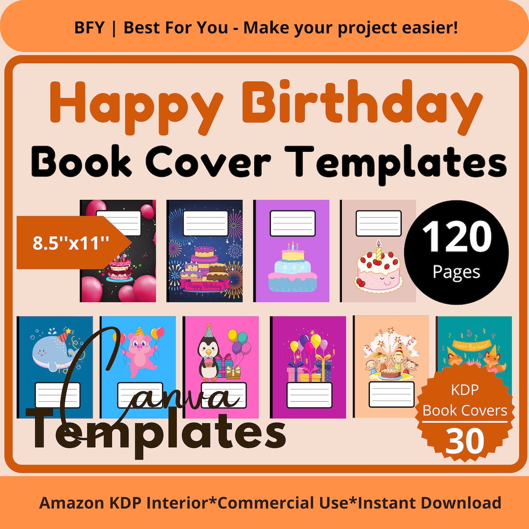 30 Birthday Book Cover Templates KDP Composition Notebook - Etsy