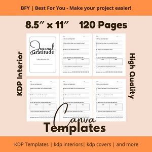 2 Printable Daily Gratitude Journal Amazon KDP Interior Templates 6''x9 ...