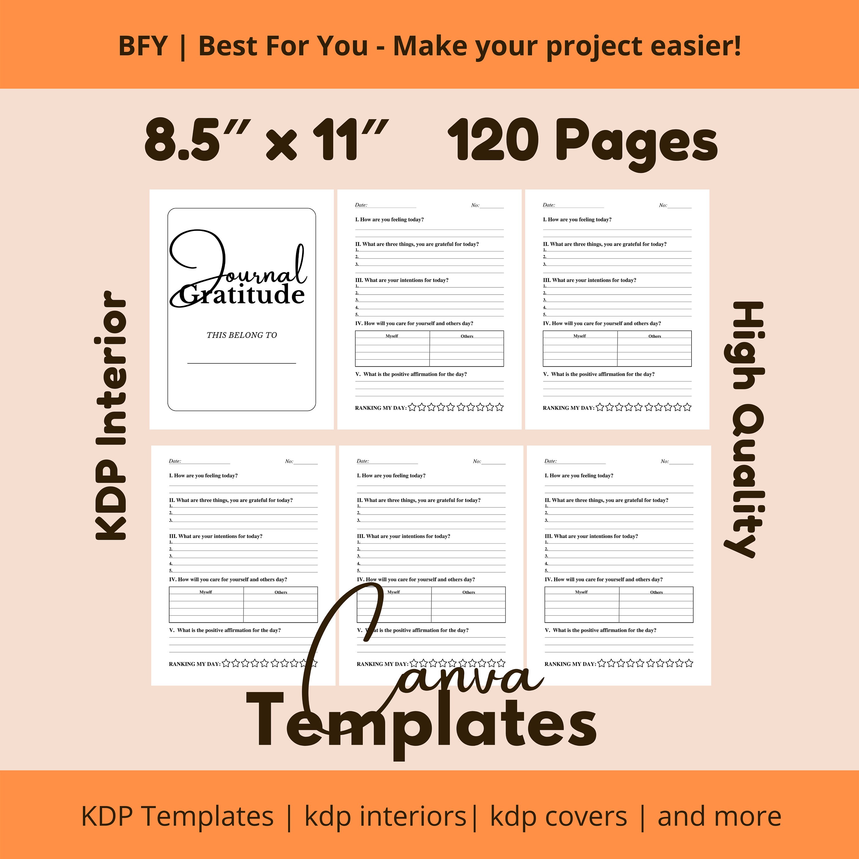 2 Printable Daily Gratitude Journal Amazon KDP Interior - Etsy