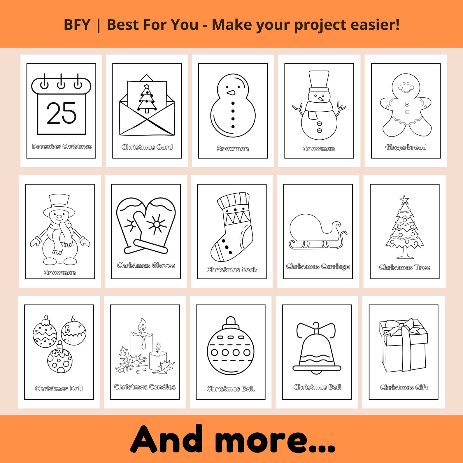 Merry Christmas Coloring Pages Printable Holiday Coloring Book 8.5x11 ...