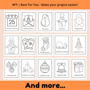 Merry Christmas Coloring Pages Printable Holiday Coloring Book 8.5x11 ...