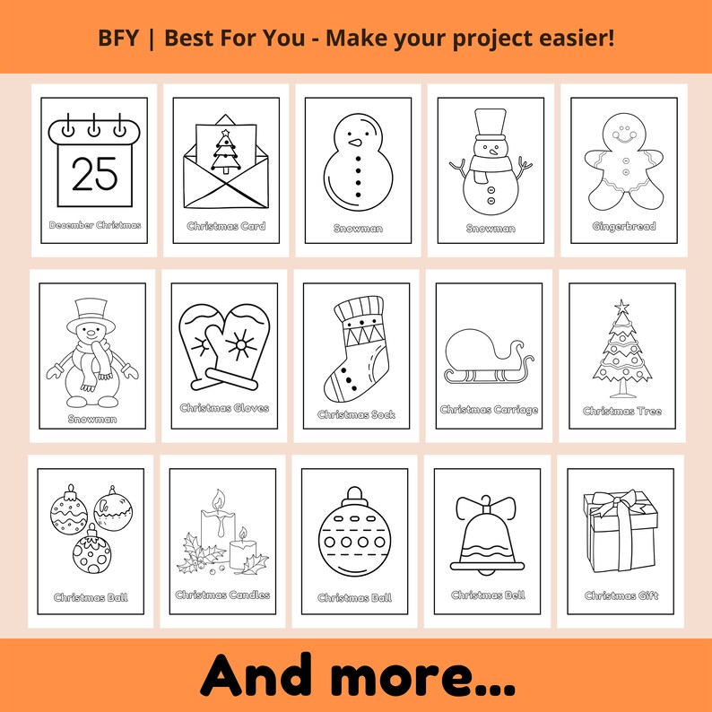 Merry Christmas Coloring Pages Printable Holiday Coloring Book 8.5x11 ...