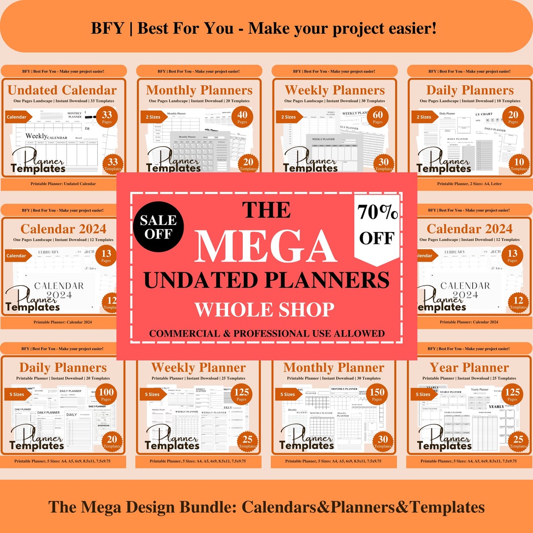 The Whole Shop Bundle Undated Planners: Daily Planners, Weekly Planners ...