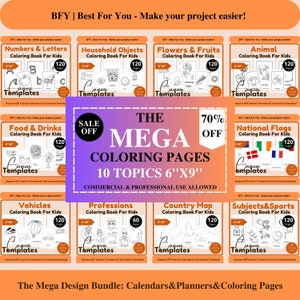 The Mega Design Bundle Coloring Pages Coloring Pages Bundle for Kids 6 ...