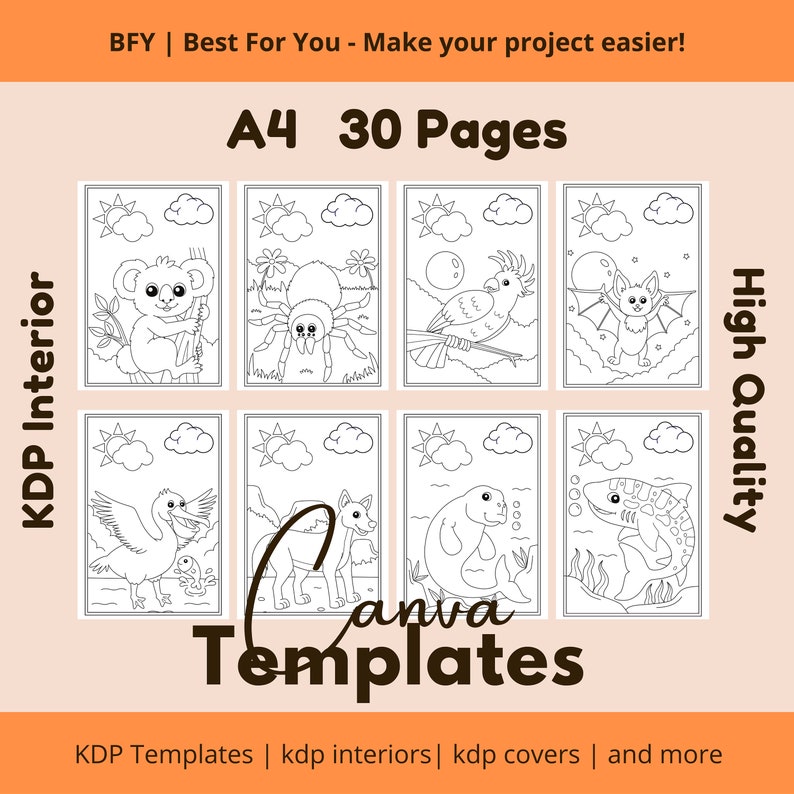 30 Animals I Coloring, Cute Animal Pages Printable Digital Coloring ...