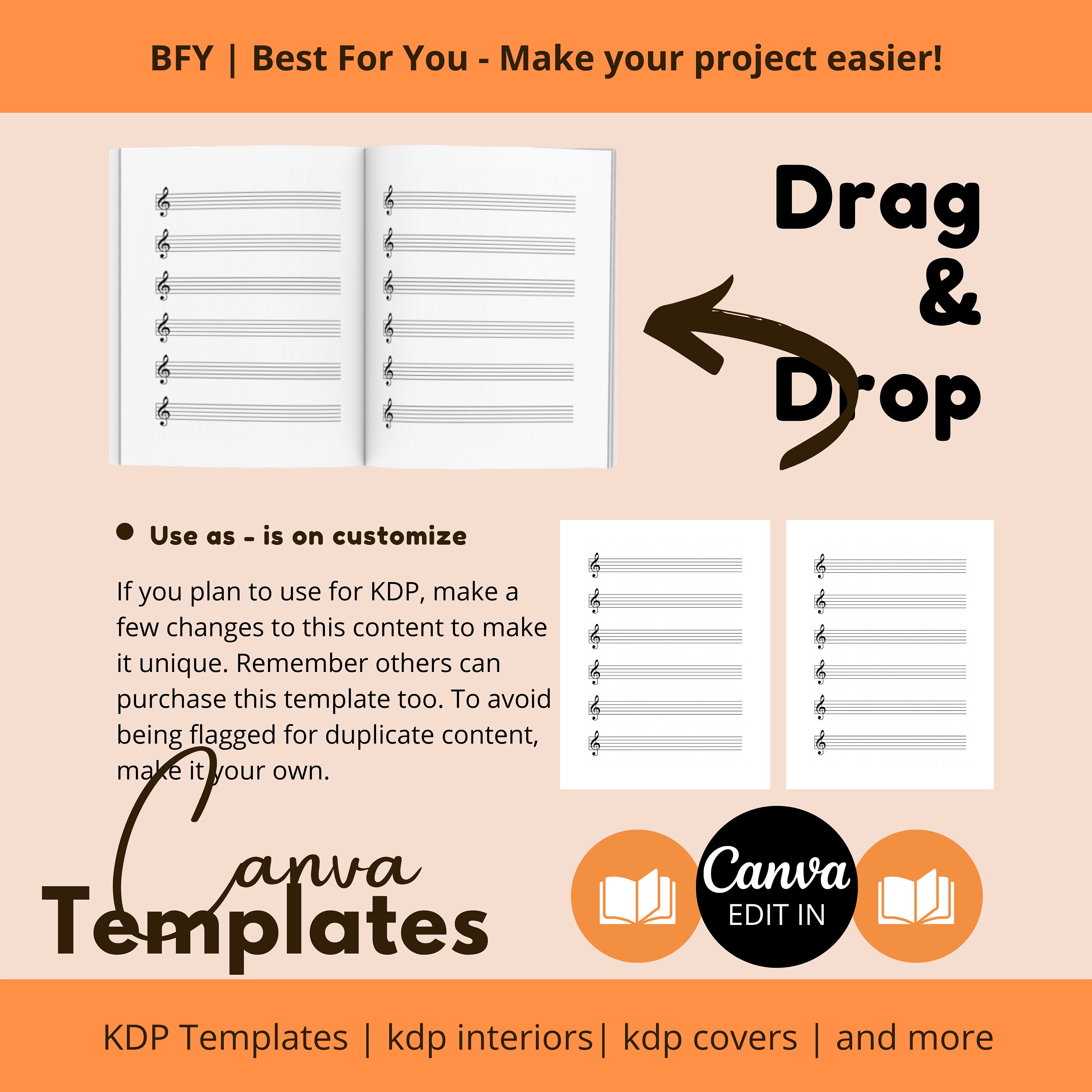 10 Music Notebooks Templates Printable Amazon KDP Interiors Bundle 8 ...