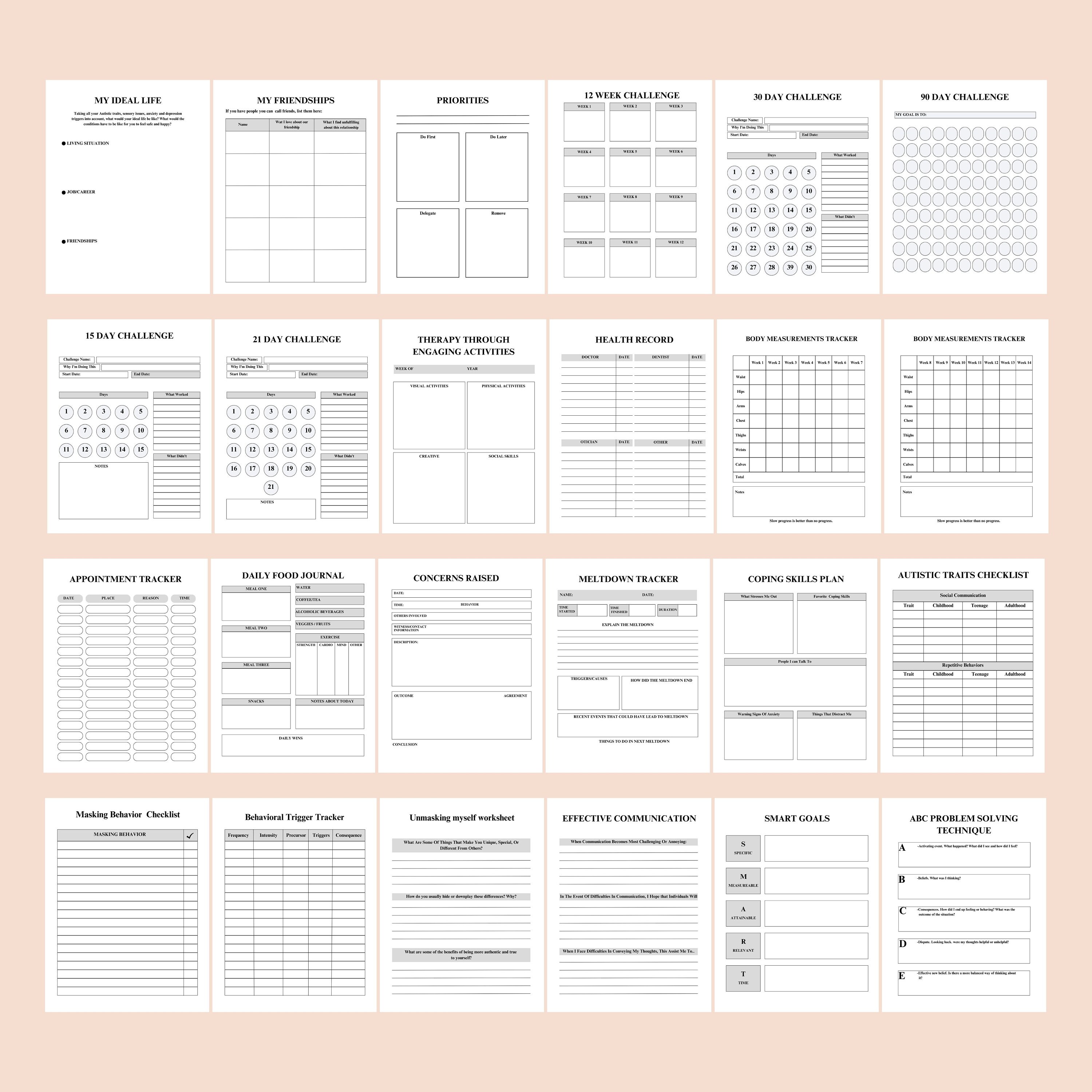 Autism Planner Printable | ADHD Journal & Productivity Tracker ...