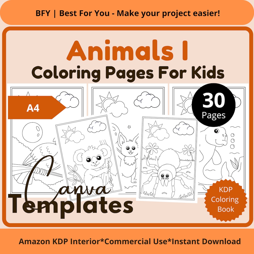 30 Animals I Coloring, Cute Animal Pages Printable Digital Coloring ...