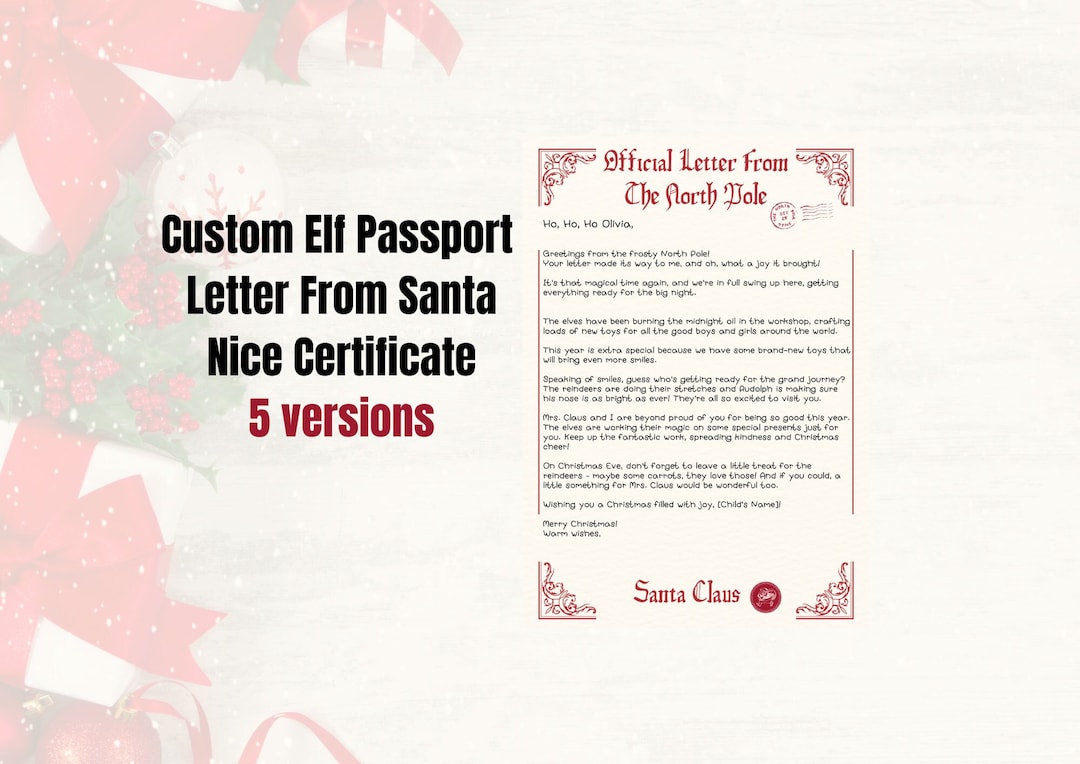 Letter From Santa Elf Letter Letters to Santa Santa Claus - Etsy