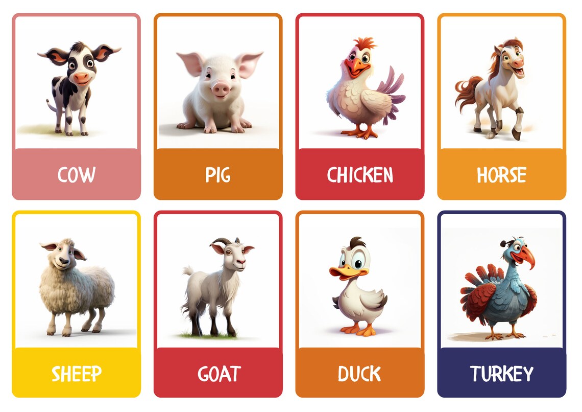 Animals -16 Editable Montessori Cards -flash Cards With Cute Animals ...