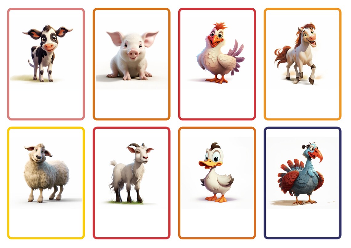 Animals -16 Editable Montessori Cards -flash Cards With Cute Animals ...