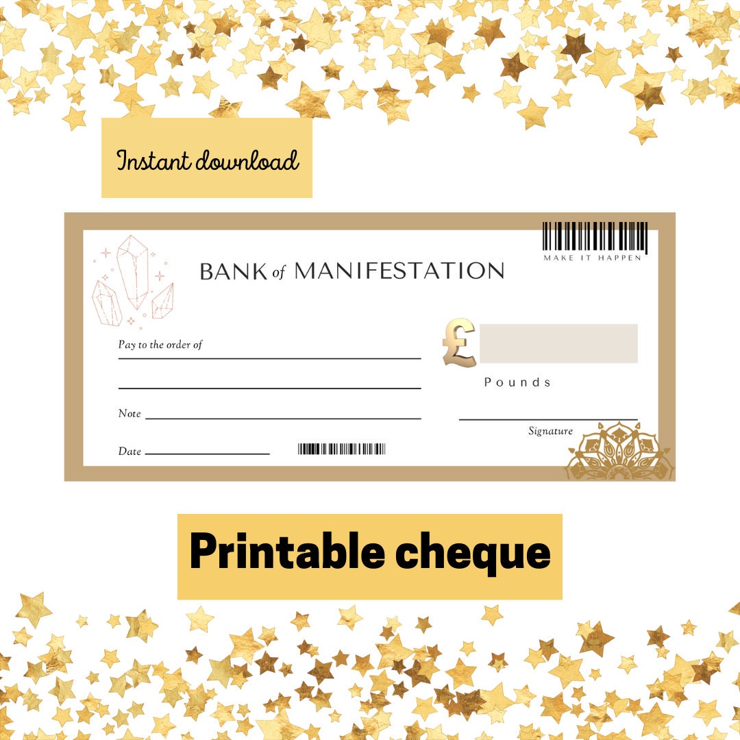 Manifestation Cheque Instant Download Printable - Etsy