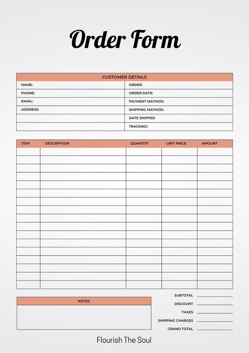 Business Order Form Book - Etsy