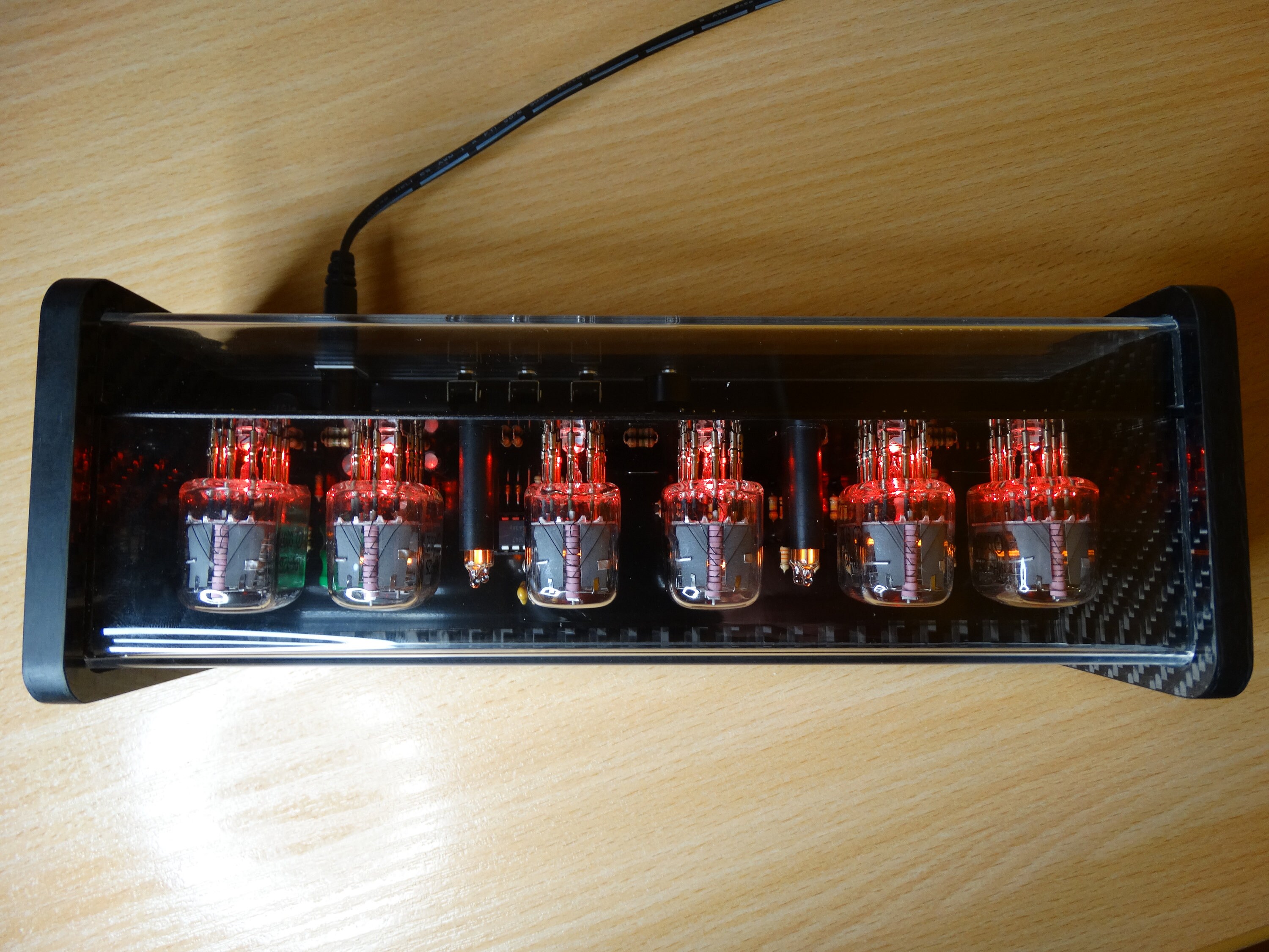Numitronix Nixie Clock With 6xin12 Tubes, Luxury Carbon Case, Blue LED ...