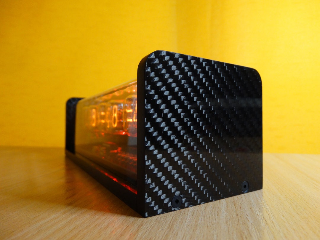 Numitronix Nixie Clock With 6xin12 Tubes, Luxury Carbon Case, Blue LED ...