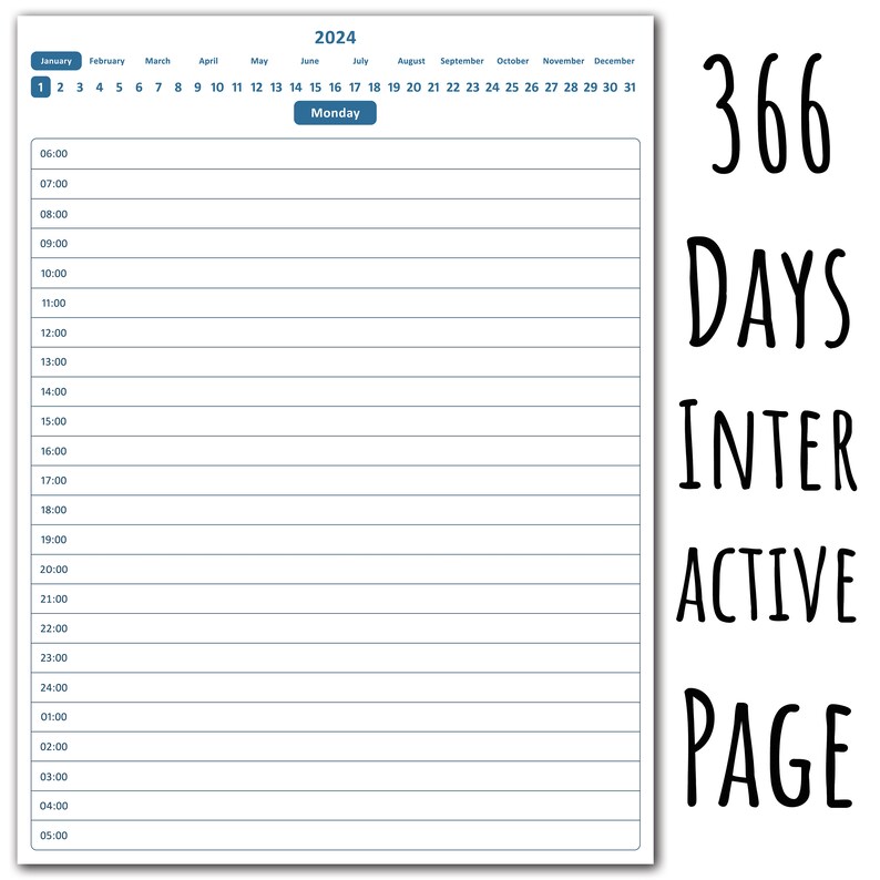 2024 Interactive Digital Annual Plan Personalized Digital Planner, 365 ...