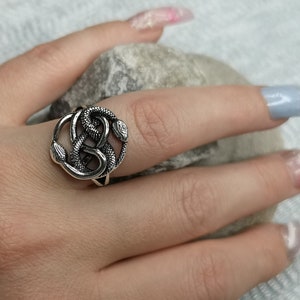 Snake Ring SILVER Interlocking Snakes Serpent Swirl Occult Sacred ...