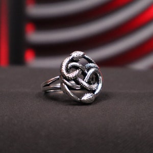Snake Ring SILVER Interlocking Snakes Serpent Swirl Occult Sacred ...