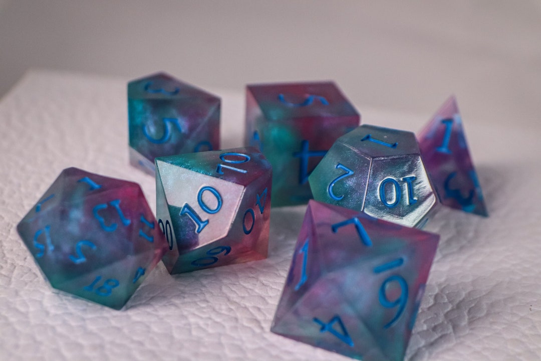 Aurora Borealis Lights DND Dice Set, Resin Sharp Edge Dice Set, D&D ...