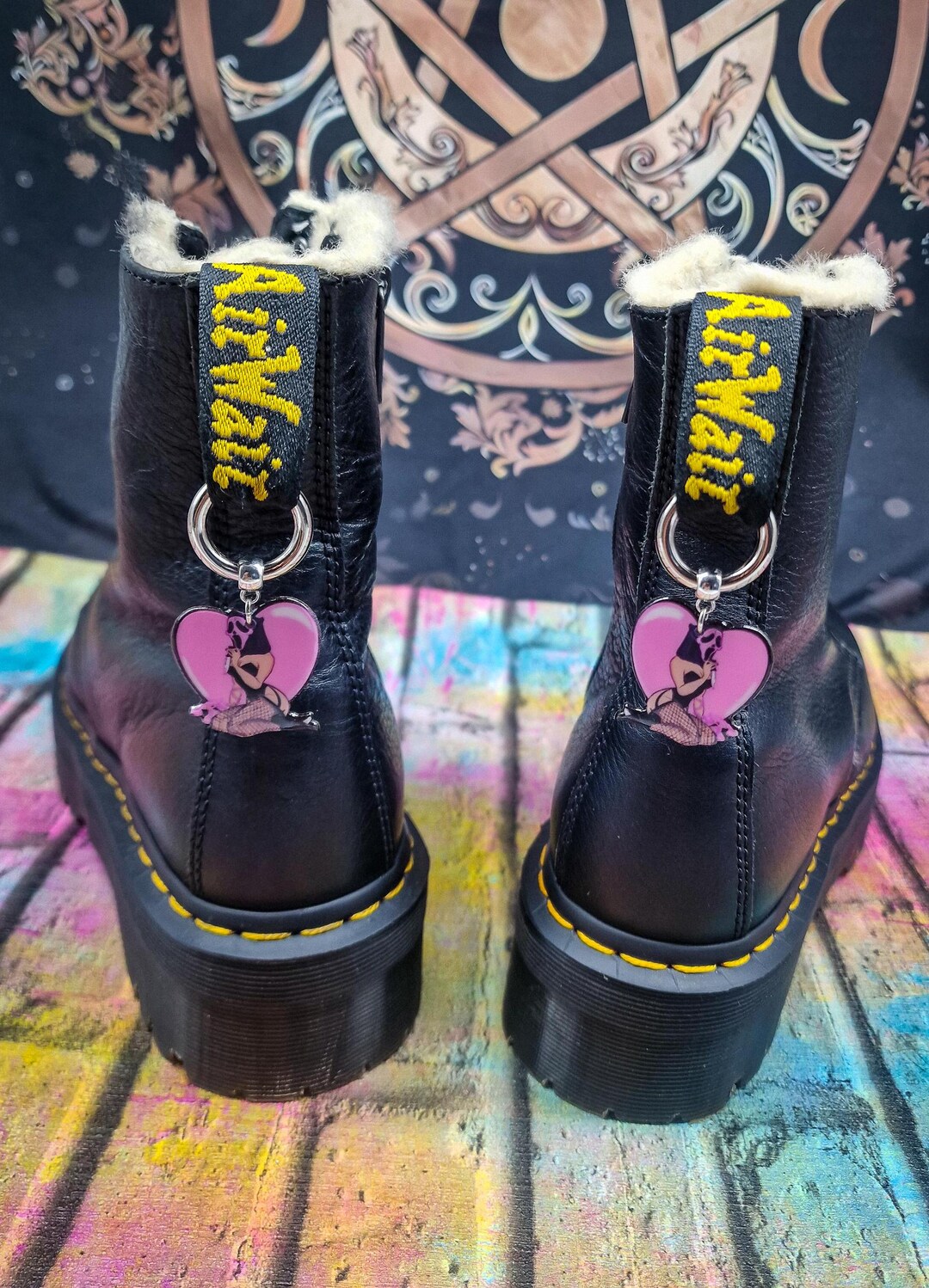 Gothic Dm Boot Charms, Pink ,pinup, Heart, Alt Shoe Jewelry, Handmade ...
