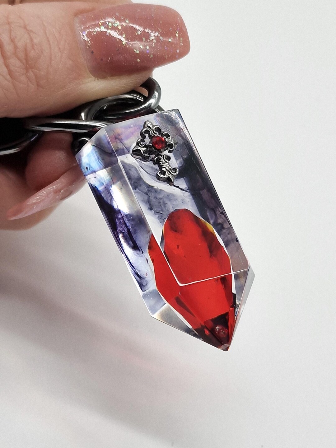 Gothic Vampire Masquerade Chunky Crystal Point Necklace Resin Pendant ...