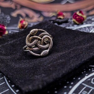 Snake Ring SILVER Interlocking Snakes Serpent Swirl Occult Sacred ...