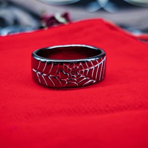 Silver Spider Web Ring Spiderman Silver Ring Engraved Ring for Men ...