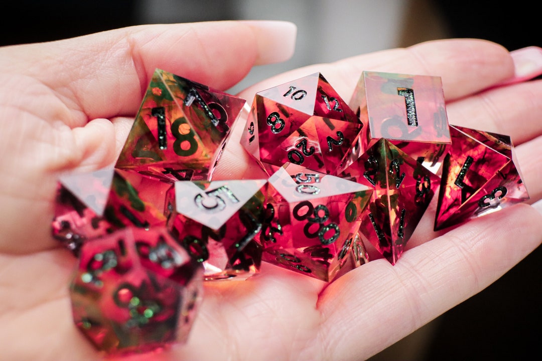 Ember Fire DND Dice Set, Resin Sharp Edge Dice Set, D&D Dice Set for ...