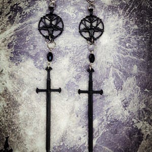 Gothic Baphomet Sword Earrings for Women Vintage Earrings Occult ...
