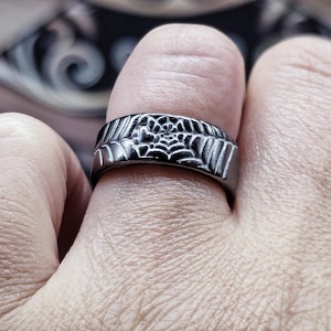 Silver Spider Web Ring Spiderman Silver Ring Engraved Ring for Men ...