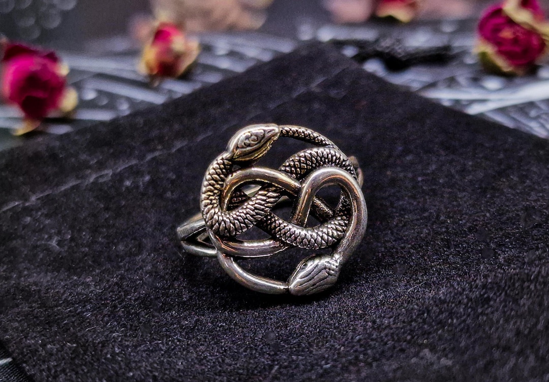 Snake Ring SILVER Interlocking Snakes Serpent Swirl Occult Sacred ...