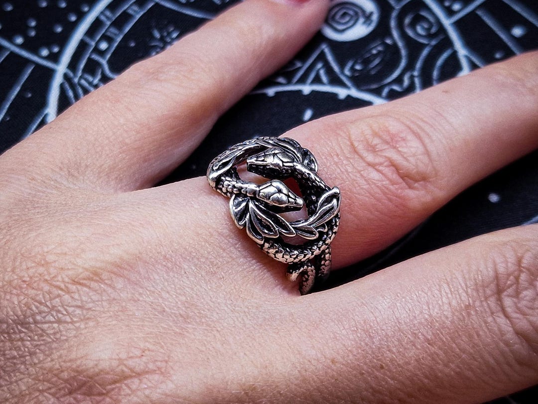 Gothic Coiled Twisted Snake Ring Medusa Ouroboros Adjustable Mythology ...