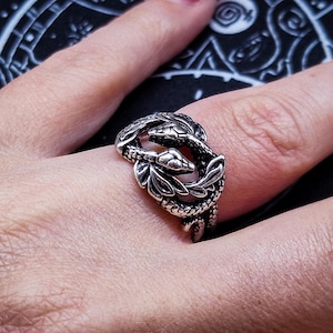 Gothic Coiled Twisted Snake Ring Medusa Ouroboros Adjustable Mythology ...