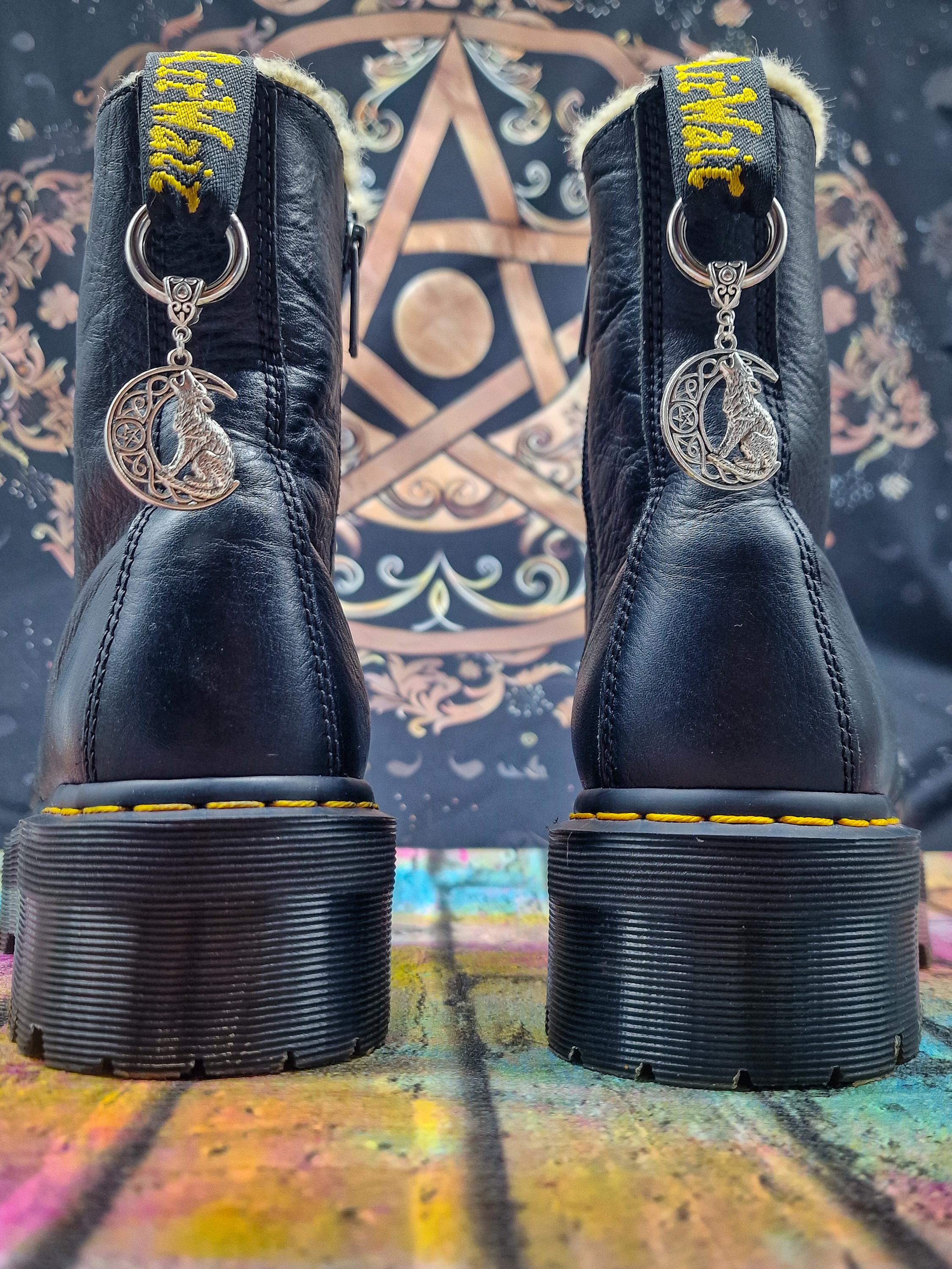 Fenir Wolf Moon Doc Marten Boot Charms Silver Pendant DM Charms Shoe ...