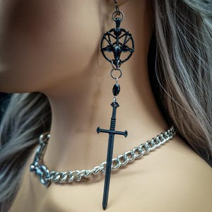 Gothic Baphomet Sword Earrings for Women Vintage Earrings Occult ...