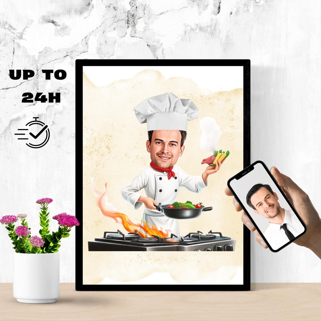 Custom Chef Caricature – Personalized Chef Portrait, Funny Chef Gift ...