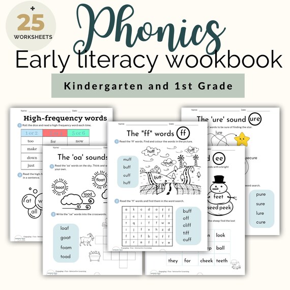 Phonics Book for First Grade Phonics Printable Activity Book - Etsy