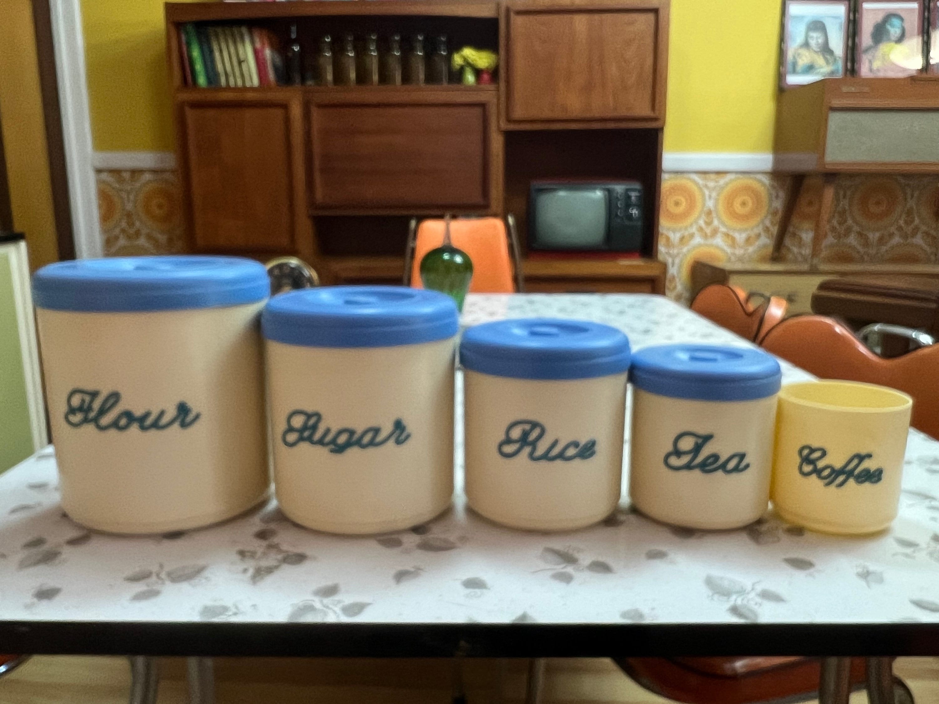 Vintage Nally Canister Set Bakelite Blue Cream 1950s - Etsy Australia