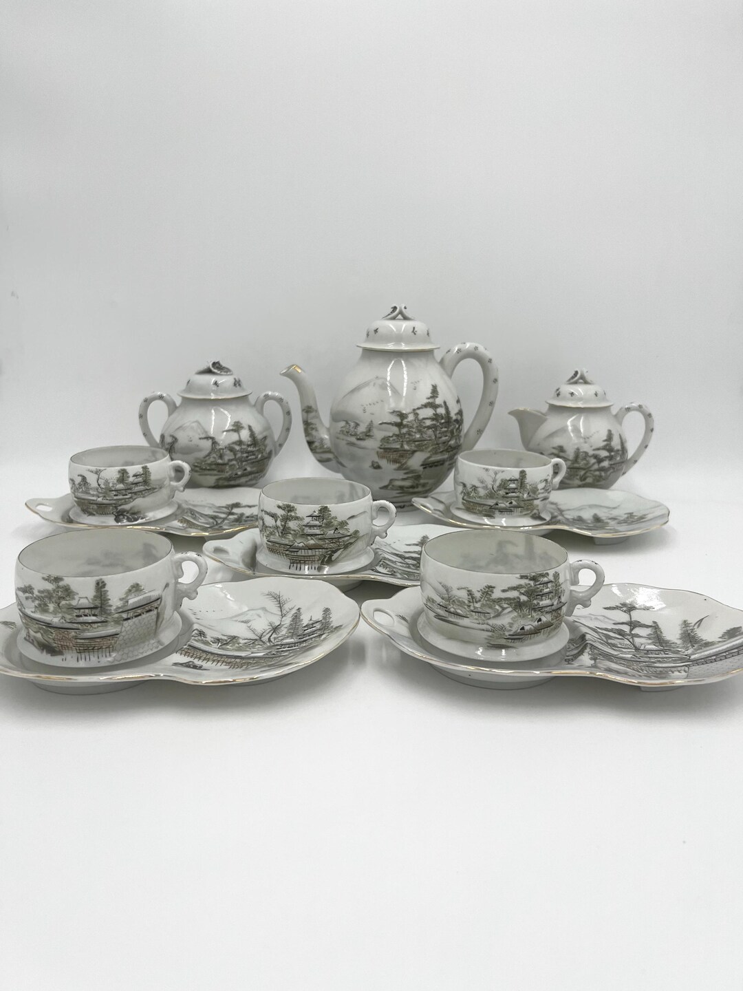 Kutani Japanese Egg Shell Porcelain Tea Set - Etsy
