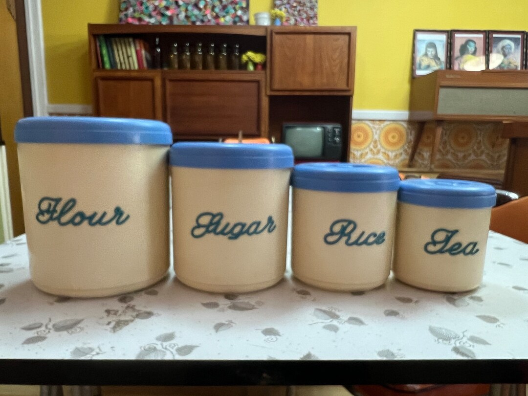 Vintage Nally Canister Set Bakelite Blue Cream 1950s - Etsy Australia
