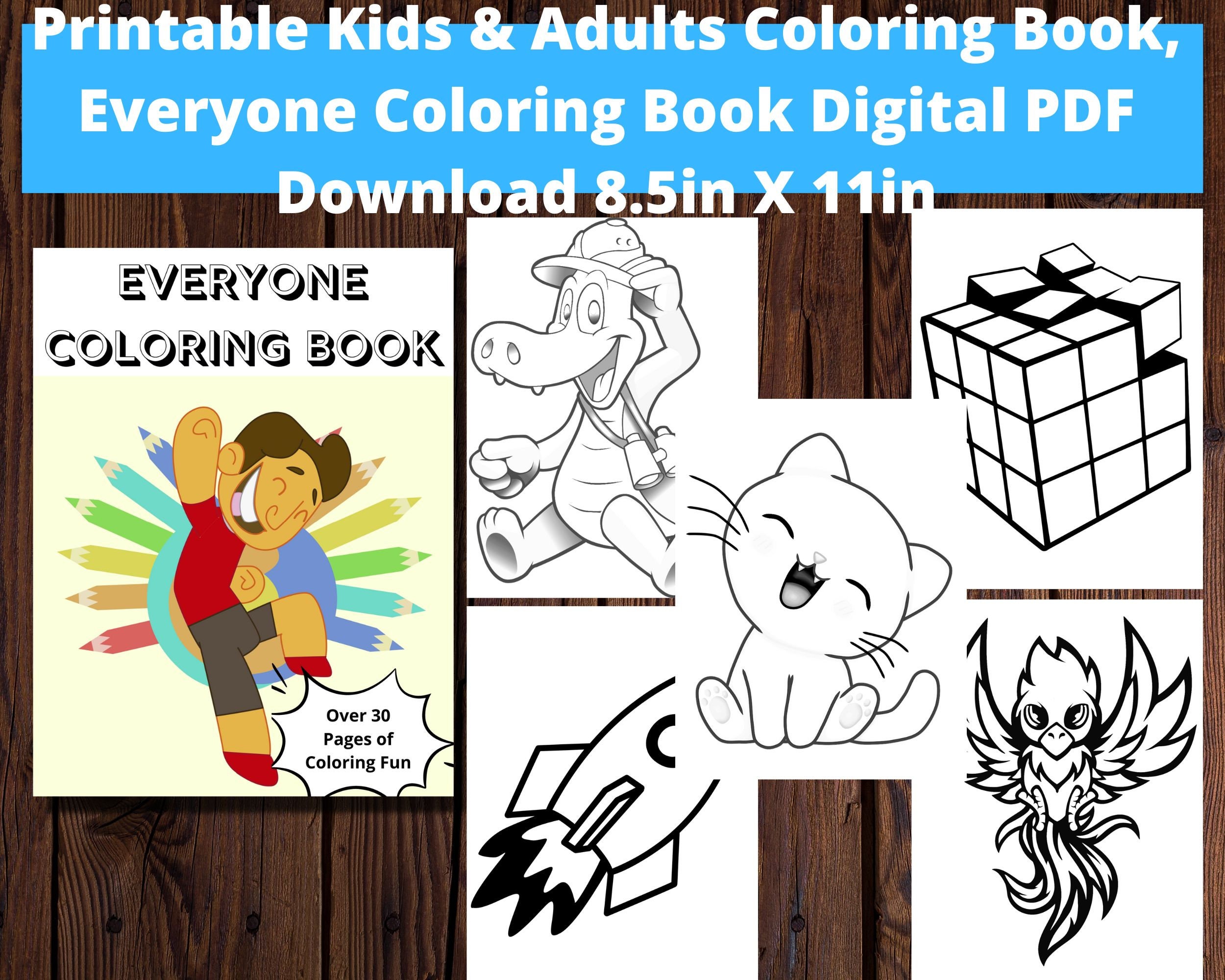 Printable Kids & Adults Coloring Book, Everyone Coloring Book Digital ...
